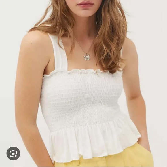 Urban Outfitters Tops Uo Demi Smocked Peplum Tank Top Poshmark